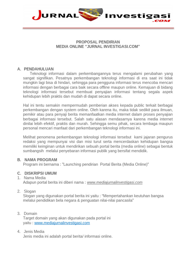 Proposal Pendirian | PDF