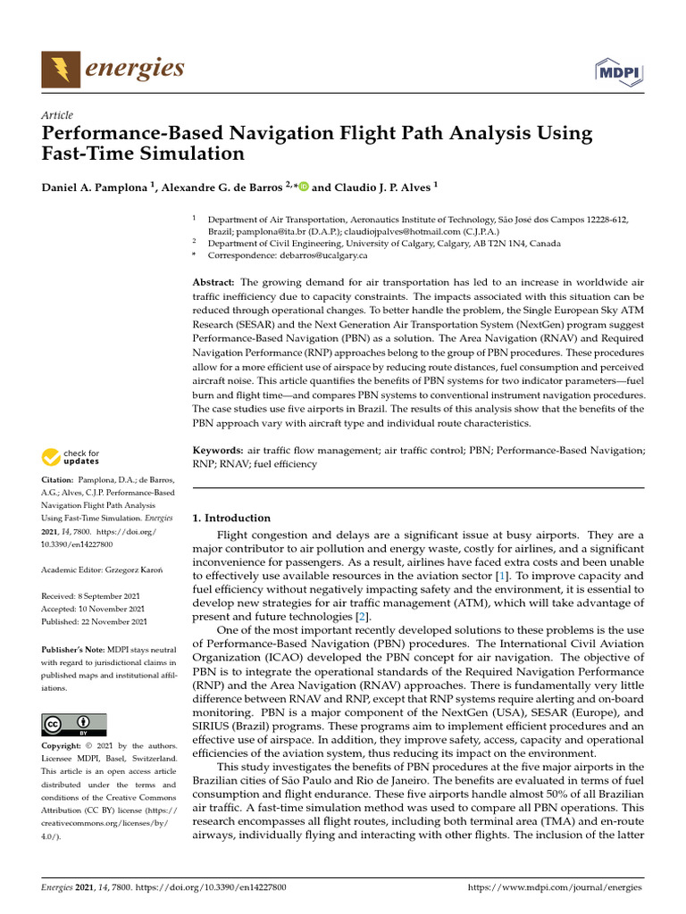 Performance-Based Navigation Flight Path Analysis Using Fast-Time Simulation | PDF
