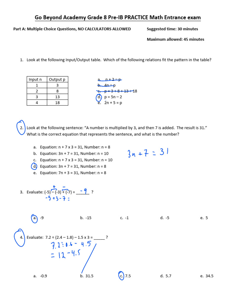 Grade 8 End of Year Review 02 | PDF