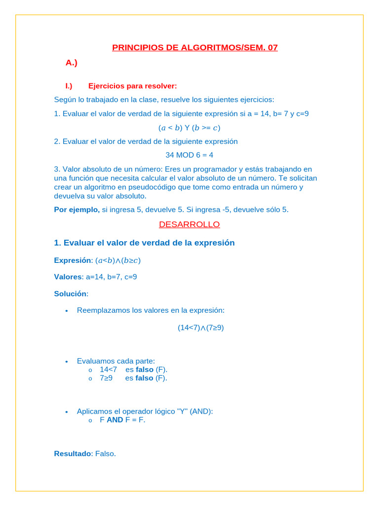 Principios de Algoritmos Ciclo 2 - Sem 7 Utp Norte | PDF