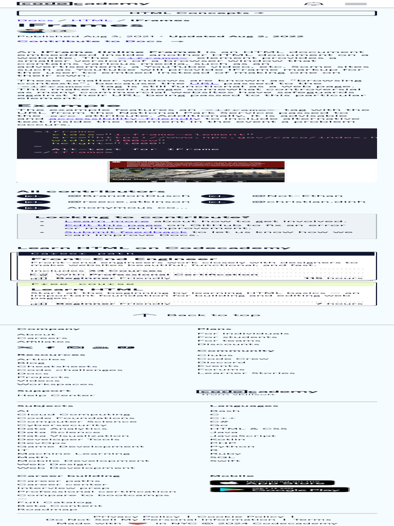 HTML IFrames Codecademy | PDF