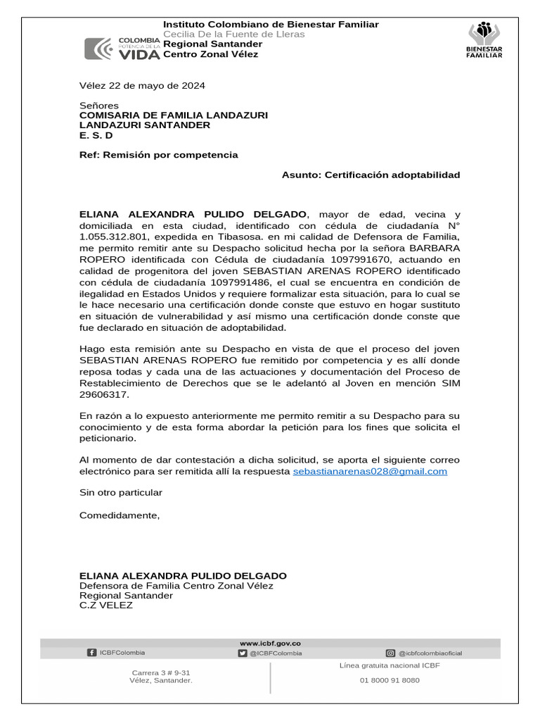 Oficio Comisaria Landazauri | PDF