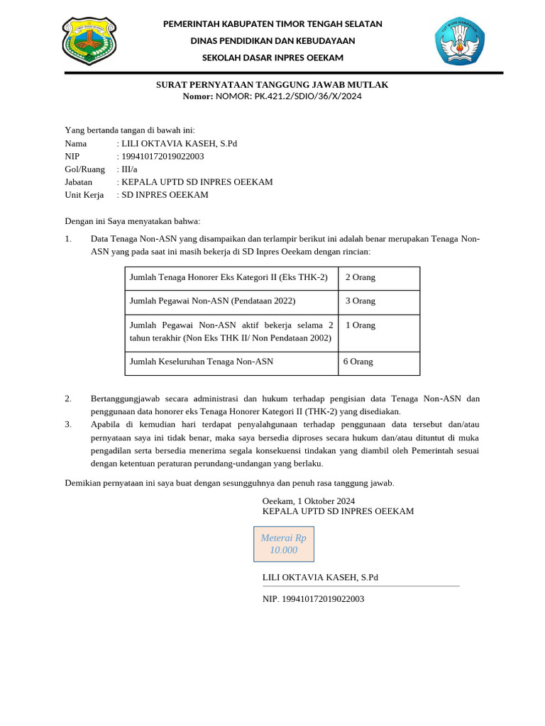 FORMAT SPTJM + Lampiran | PDF