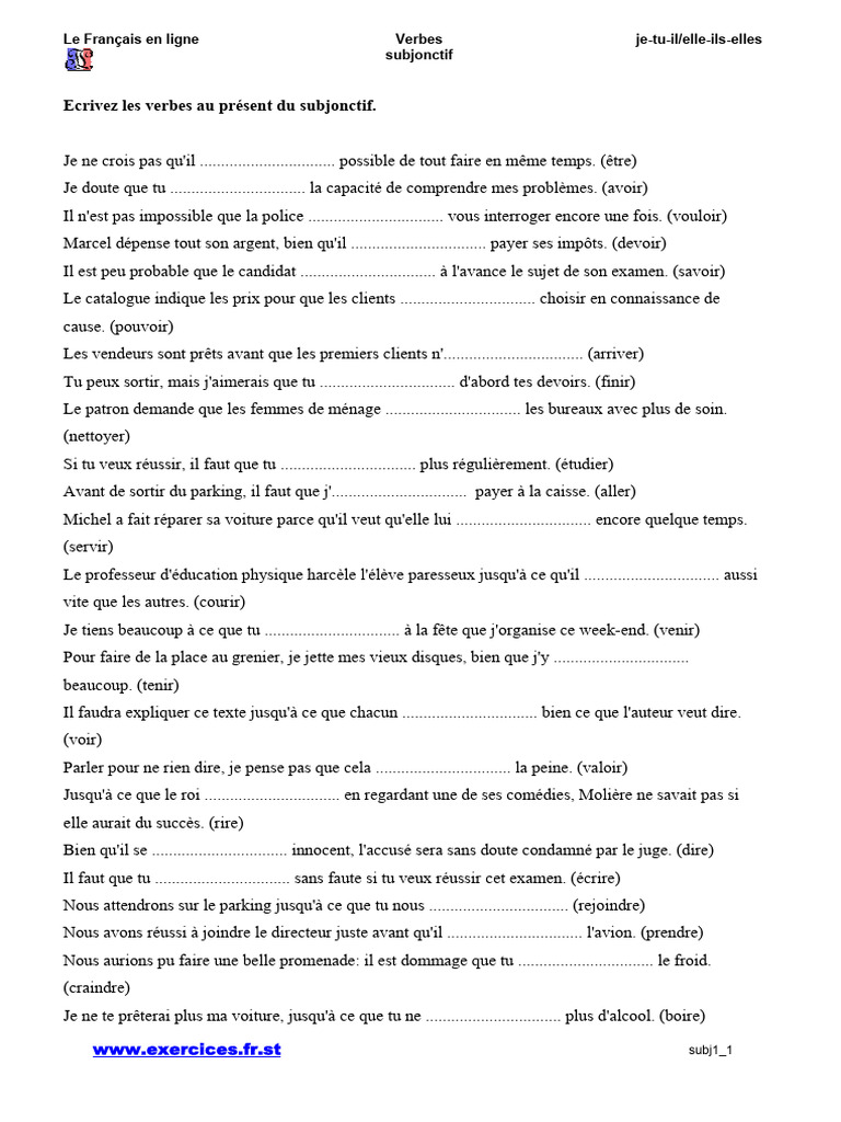Exercice Subjonctif | PDF