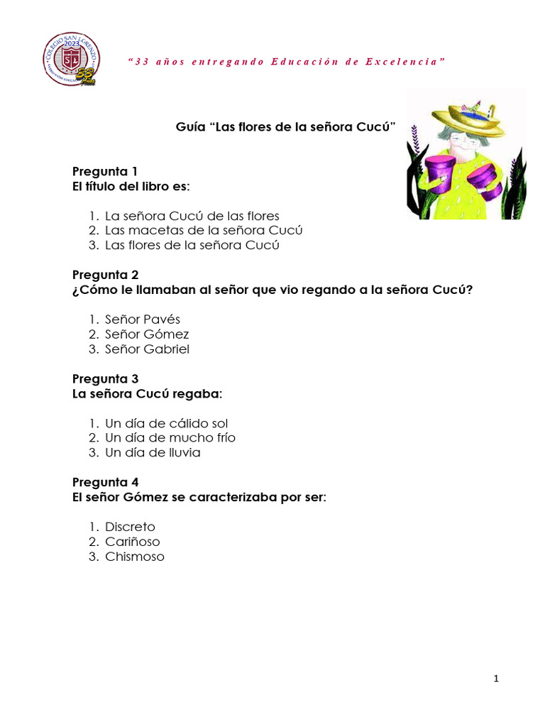 Guía de La Señora Cucú | PDF