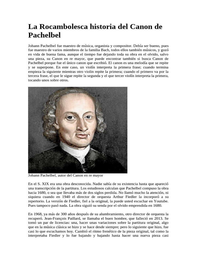 La Rocambolesca Historia Del Canon de Pachelbel | PDF