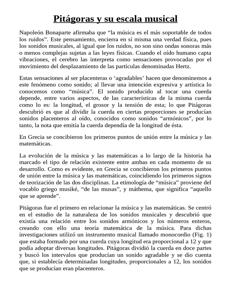 Pitágoras y su escala musical | PDF