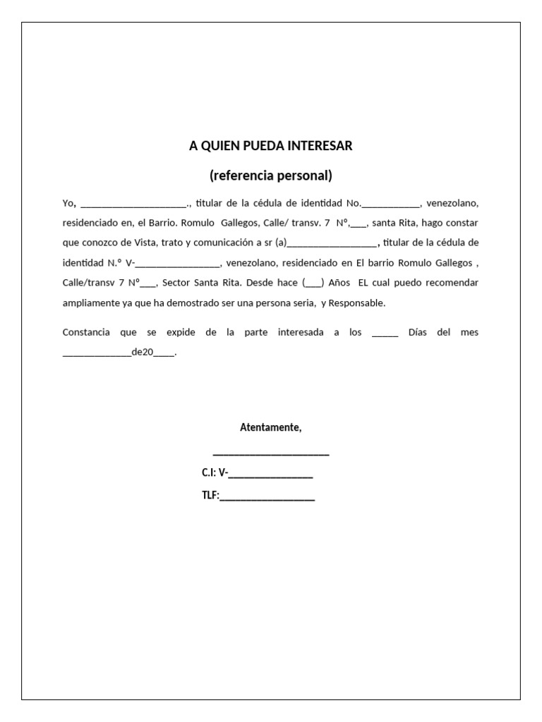 A Quien Pueda Interesar | PDF