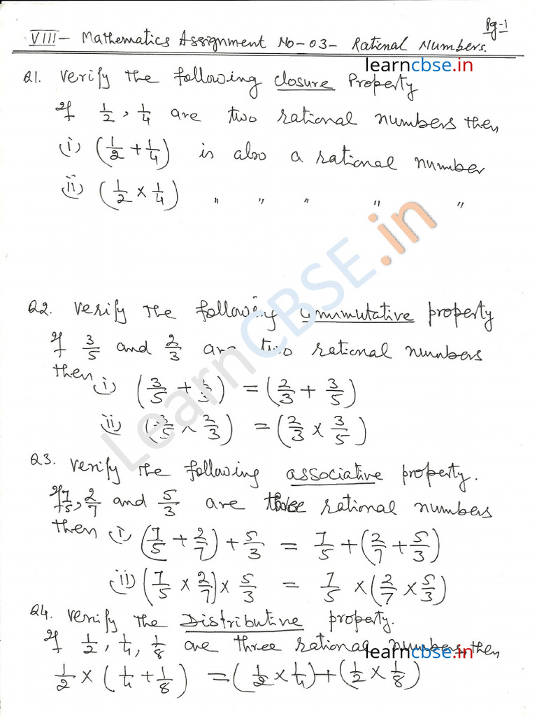 rational-numbers-cbse-class-8-maths-assignment-3 | PDF