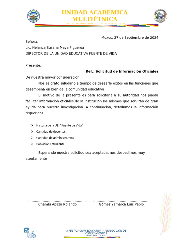 Carata de Solicitud | PDF