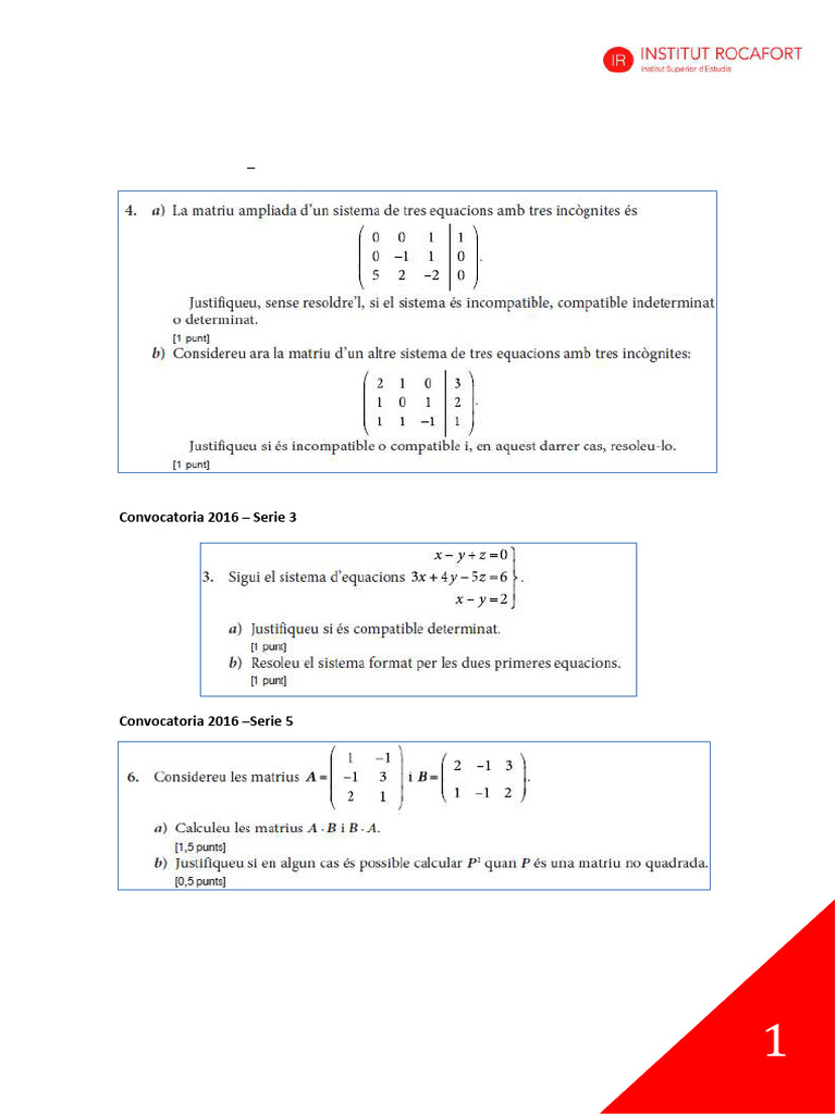 EJERCICIOS MATRICES SELECTIVIDAD (1) - Compressed | PDF