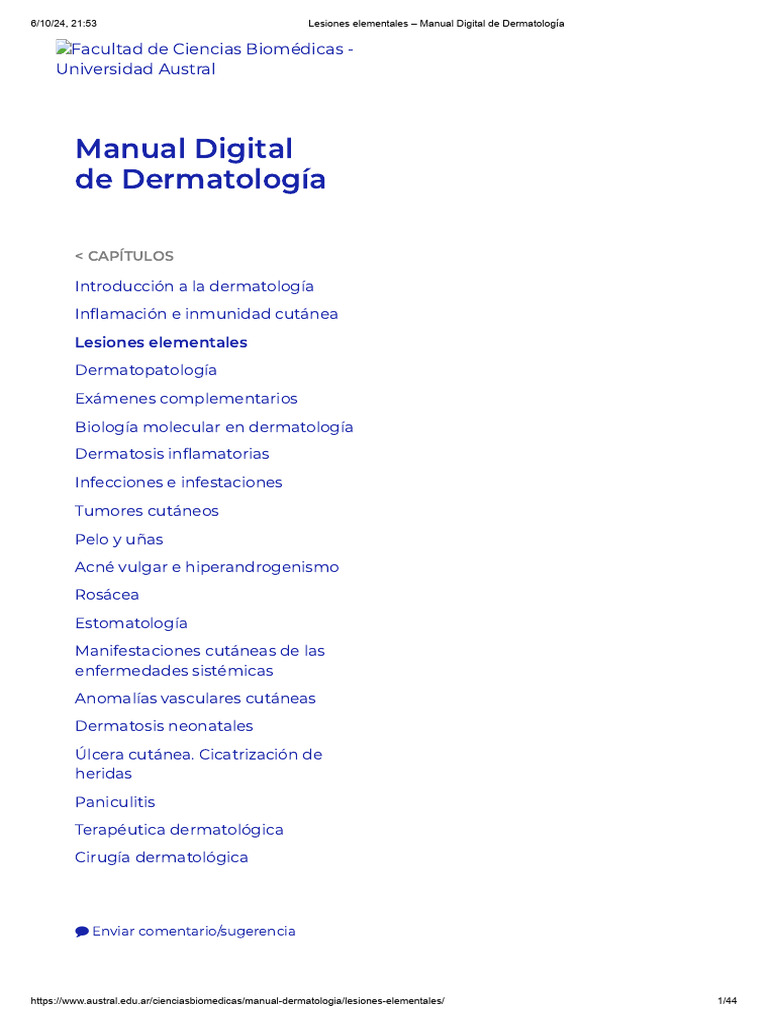 Lesiones Elementales - Manual Digital de Dermatología | PDF