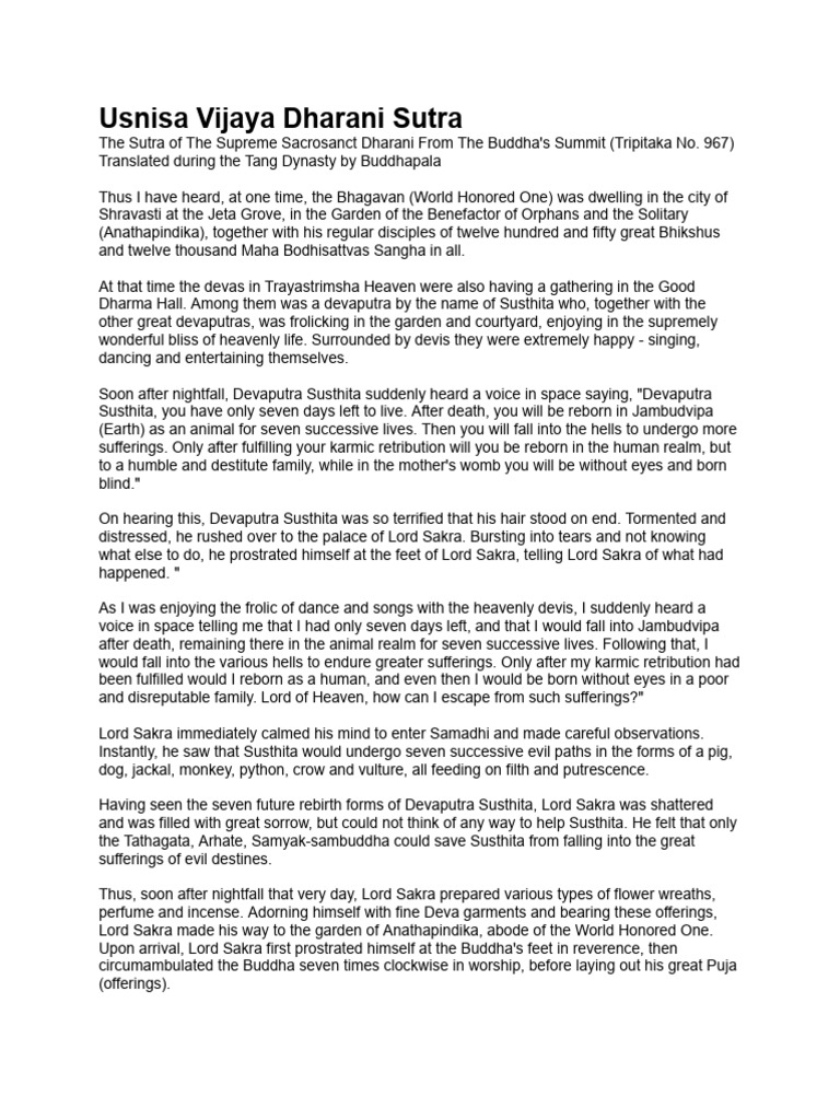 Usnisa Vijaya Dharani Sutra | PDF