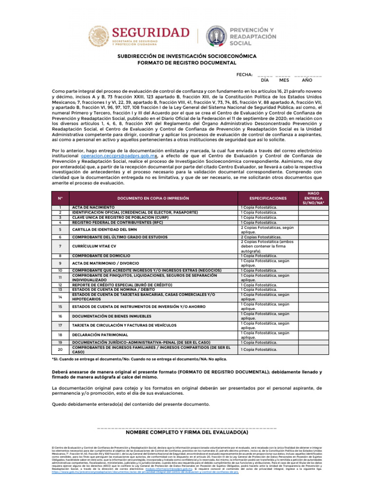 Formato de Registro Documental Cecc Prs | PDF