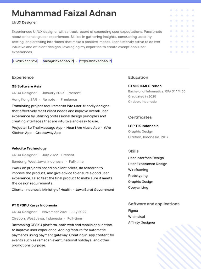 CV Muhammad Faizal Adnan 2023 | PDF