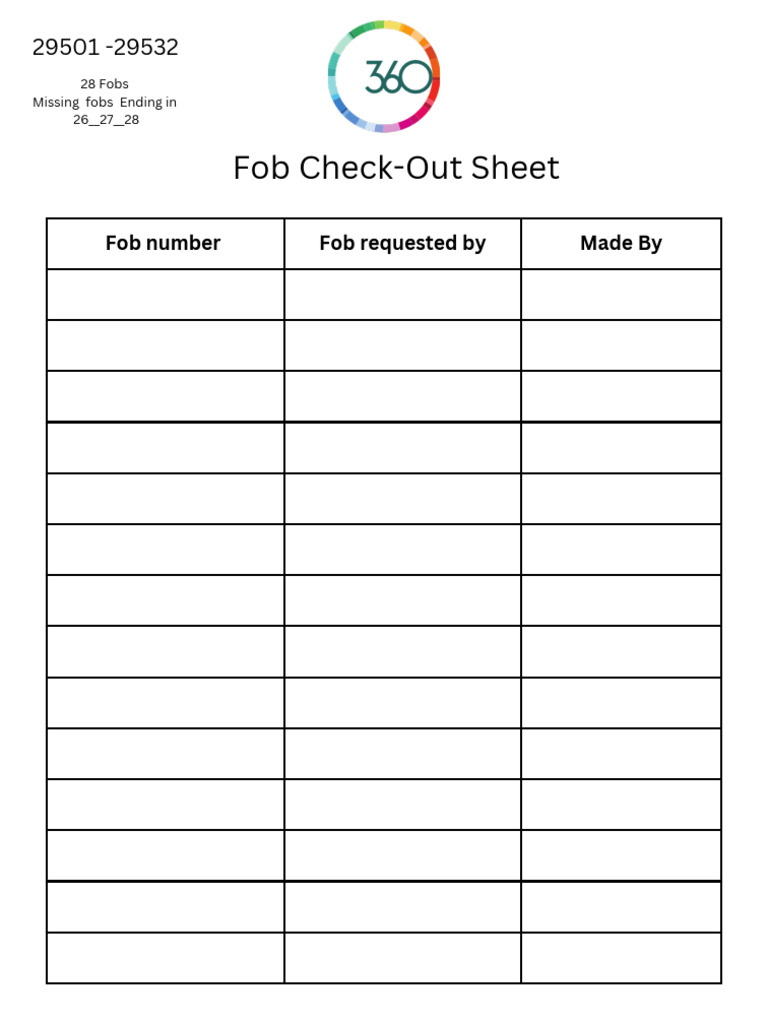 Fob Check-Out Sheet | PDF