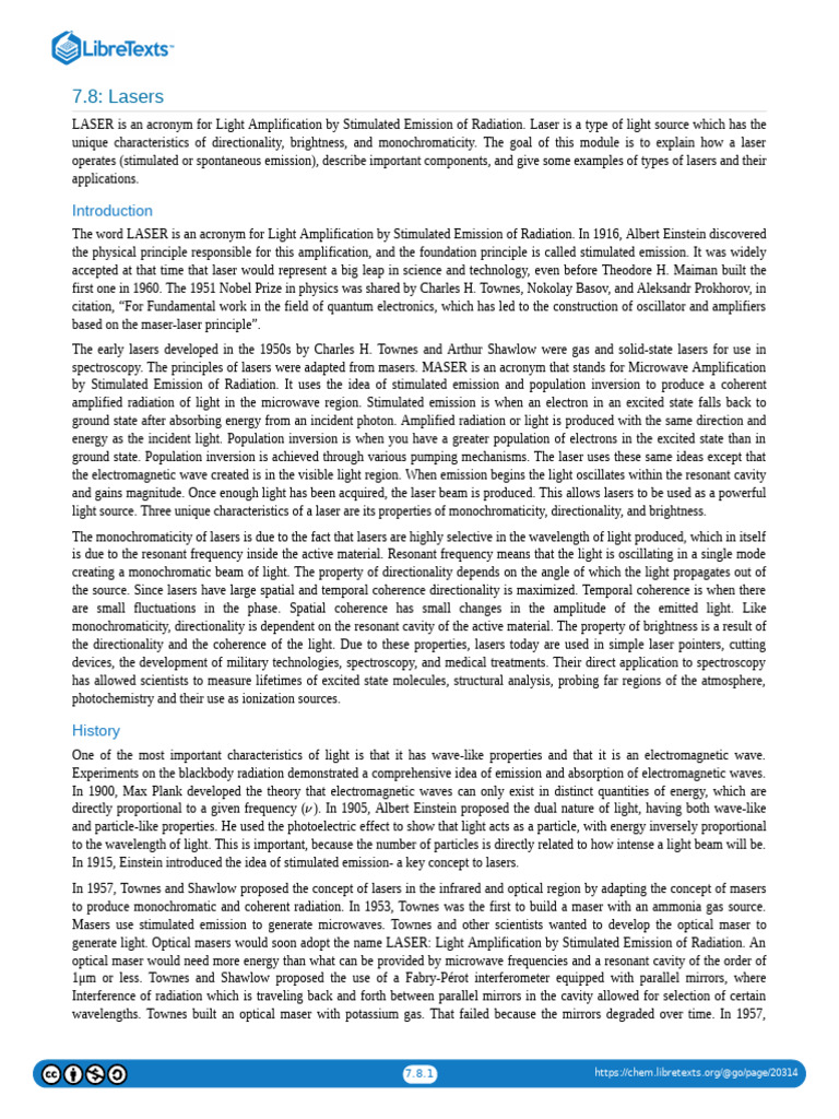 7.8 Lasers | PDF