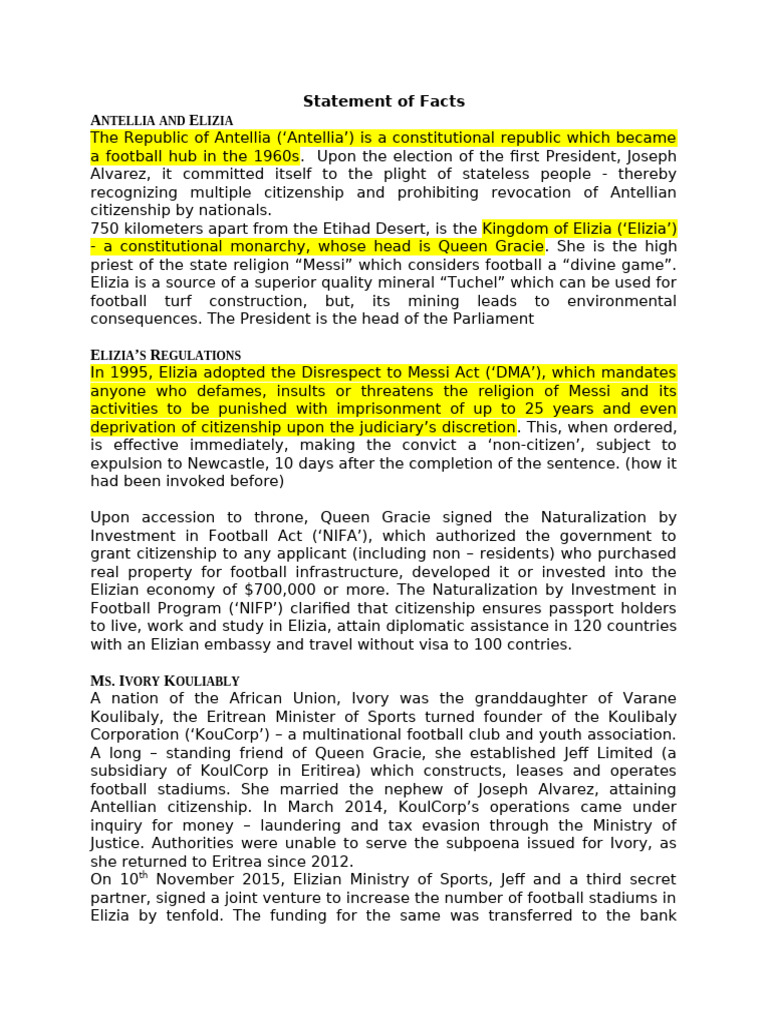 Statement of Facts | PDF