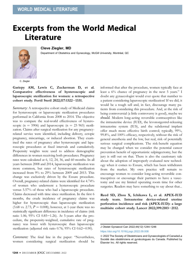 Excerpts From The World Medical Literature Jogc | PDF