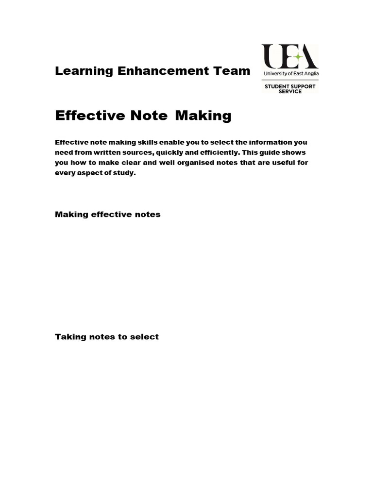 NOTE-MAKING NOTES | PDF