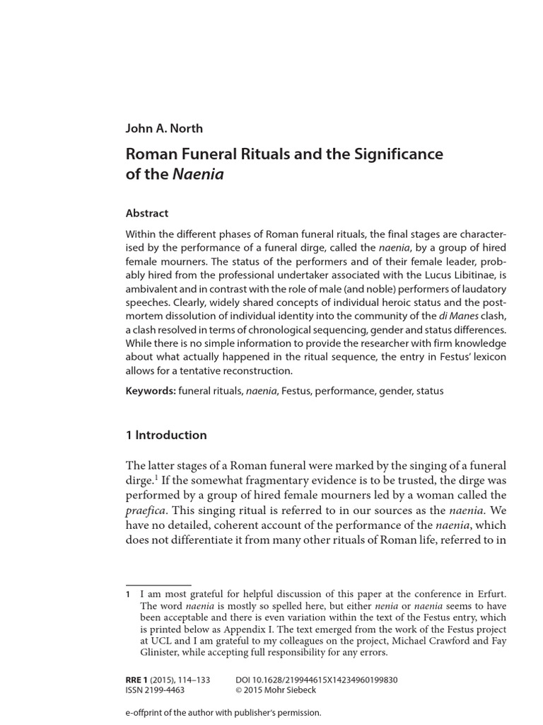 Roman Funeral Rituals and The Significance of The Naenia Complete | PDF