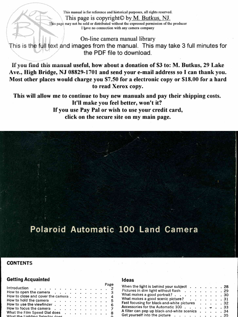 Polaroid 100 | PDF