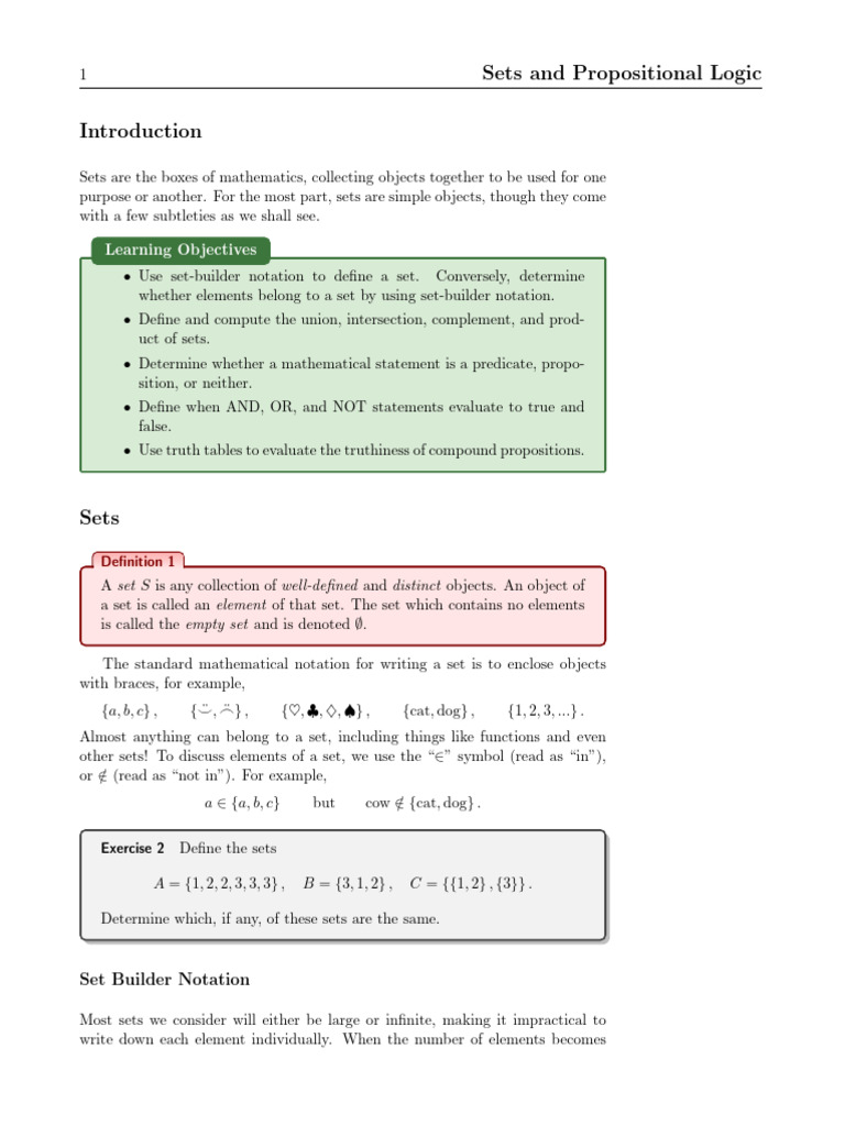 02 Sets and Propositions | PDF