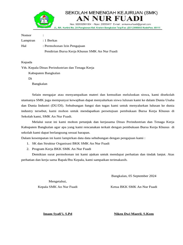 Surat Pengajuan BKK | PDF