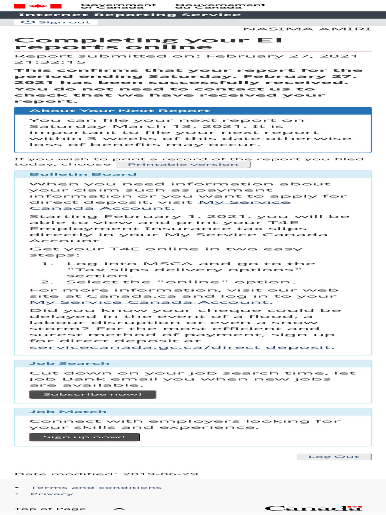 Internet Reporting Service - Completing Your EI Reports Online - Canada ...
