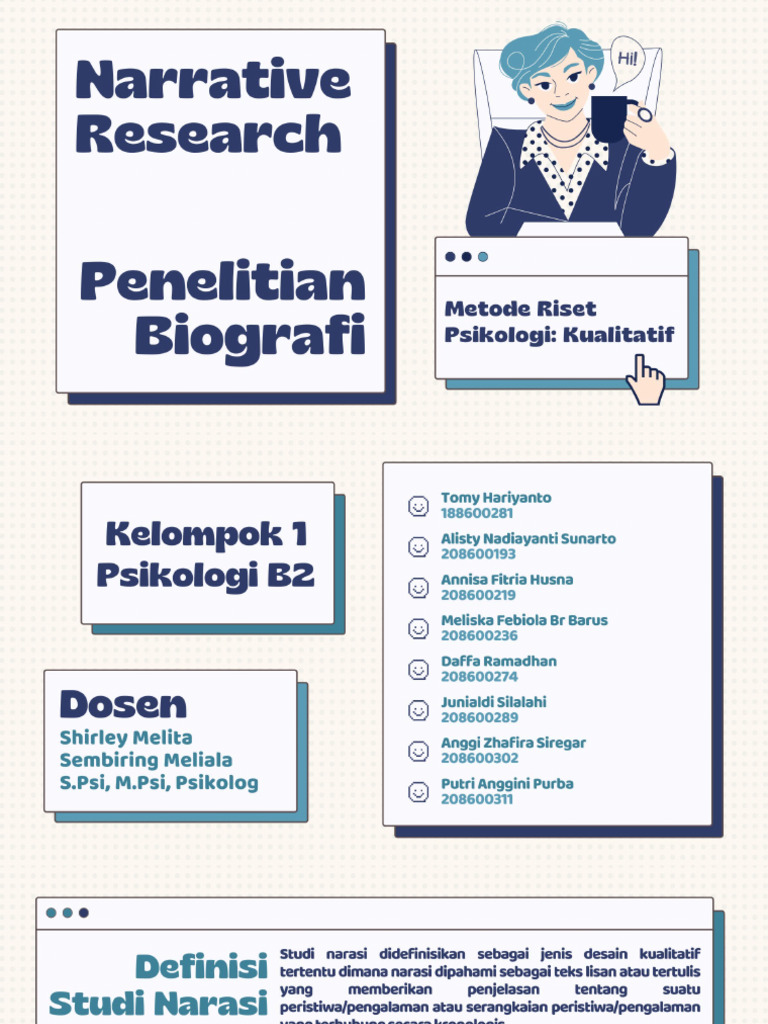 Powerpoint Kelompok 1_Psikologi B2_Penelitian Biografi_Metode Riset Psikologi Kualitatif | PDF