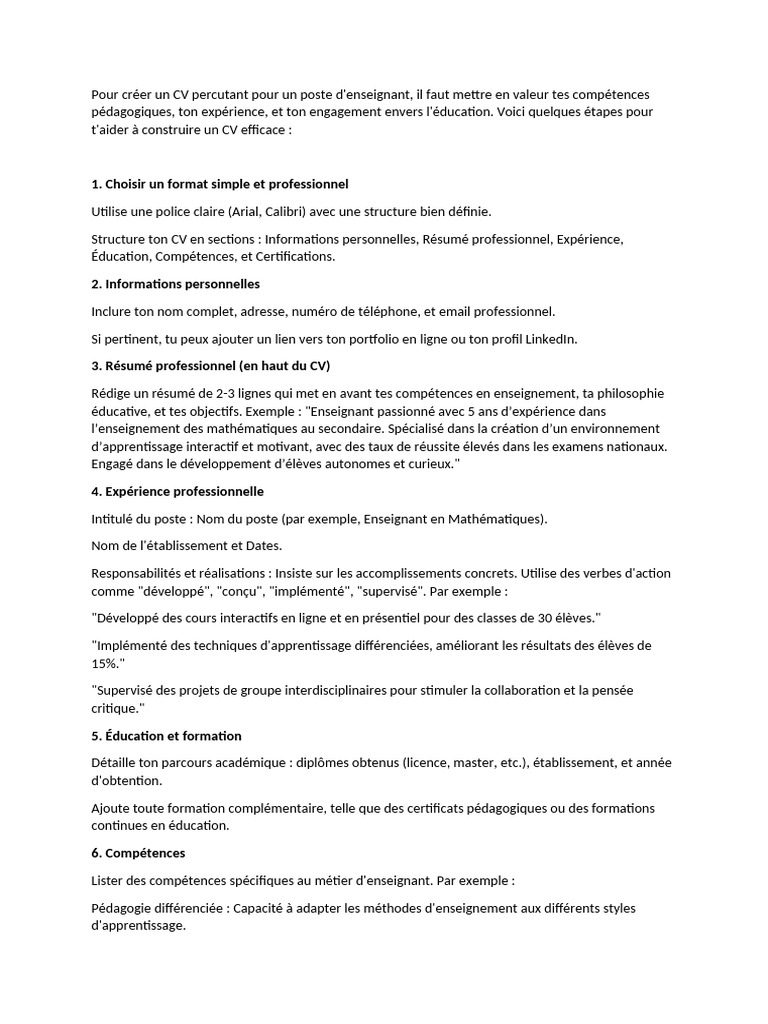 Guide CV AURORE | PDF