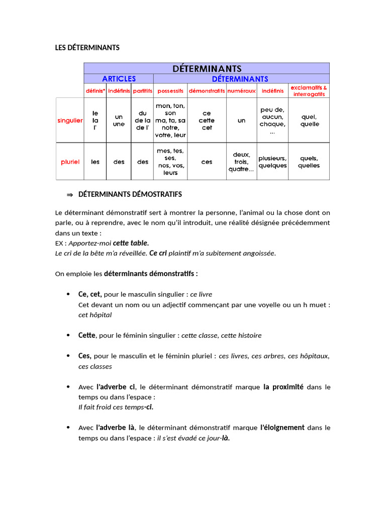 Les Déterminants | PDF