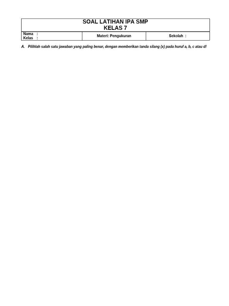 Soal-Latihan-Ipa-7-Smp-Pengukuran-smpn2 Filial | PDF