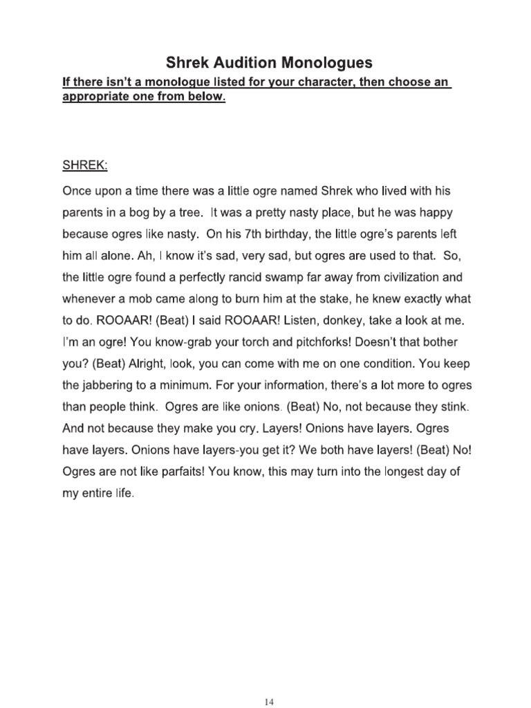 Shrek Monologues | PDF