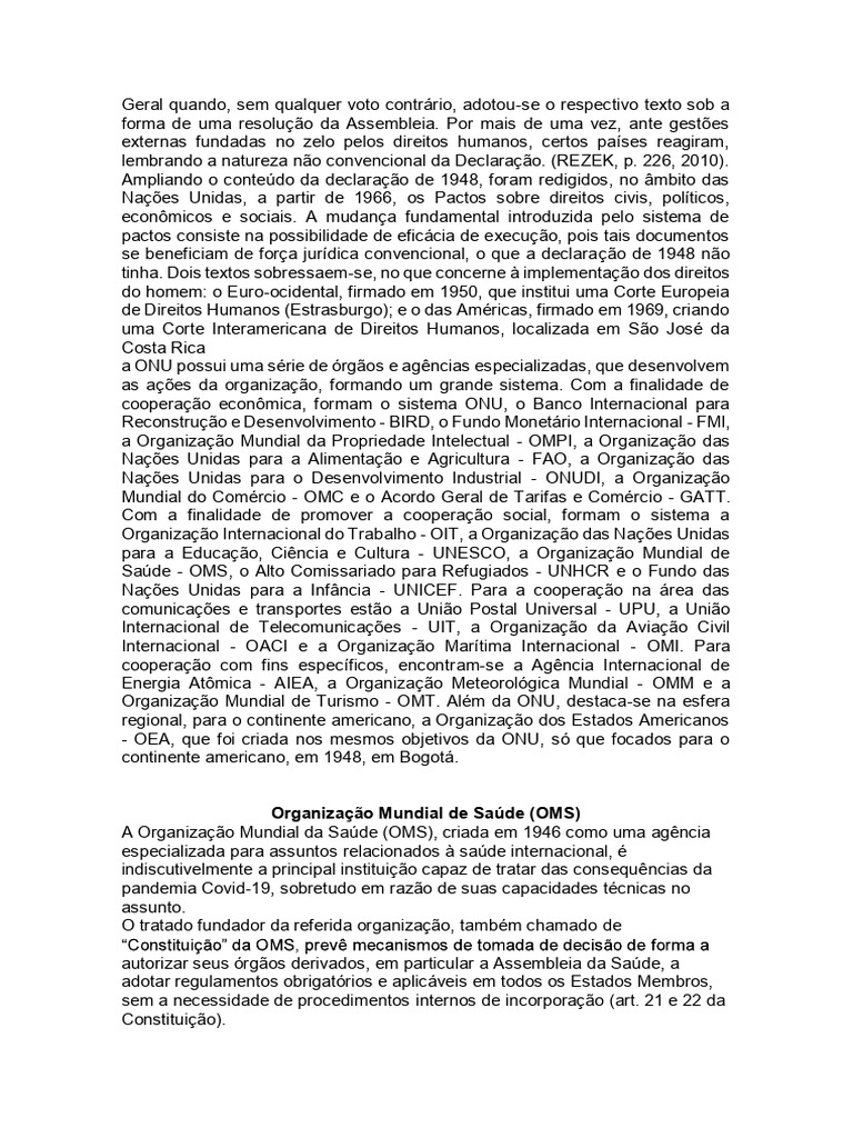 Organização Mundial de Saúde (OMS) | PDF