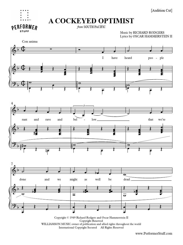 A Cockeyed Optimist Music Sheet 16 F.mus | PDF