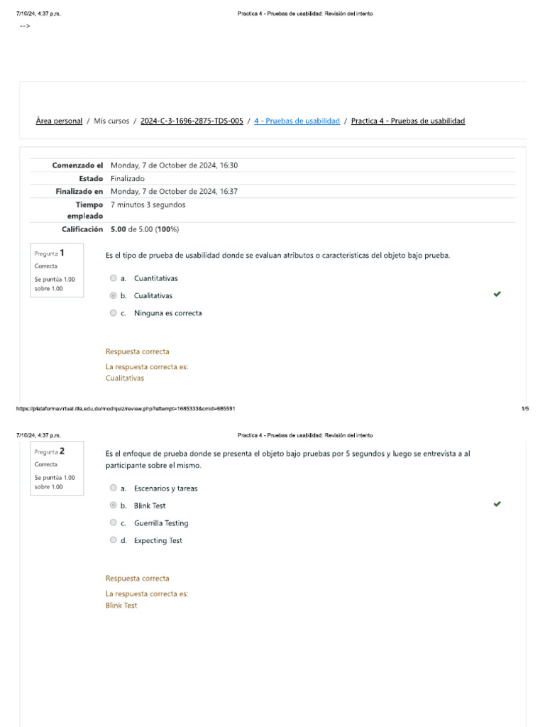 Practica 4 - Pruebas de Usabilidad | PDF