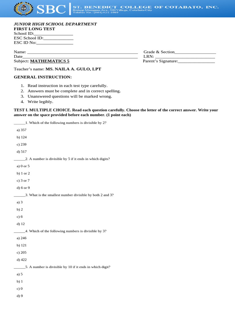GRADE 5 Elem | PDF