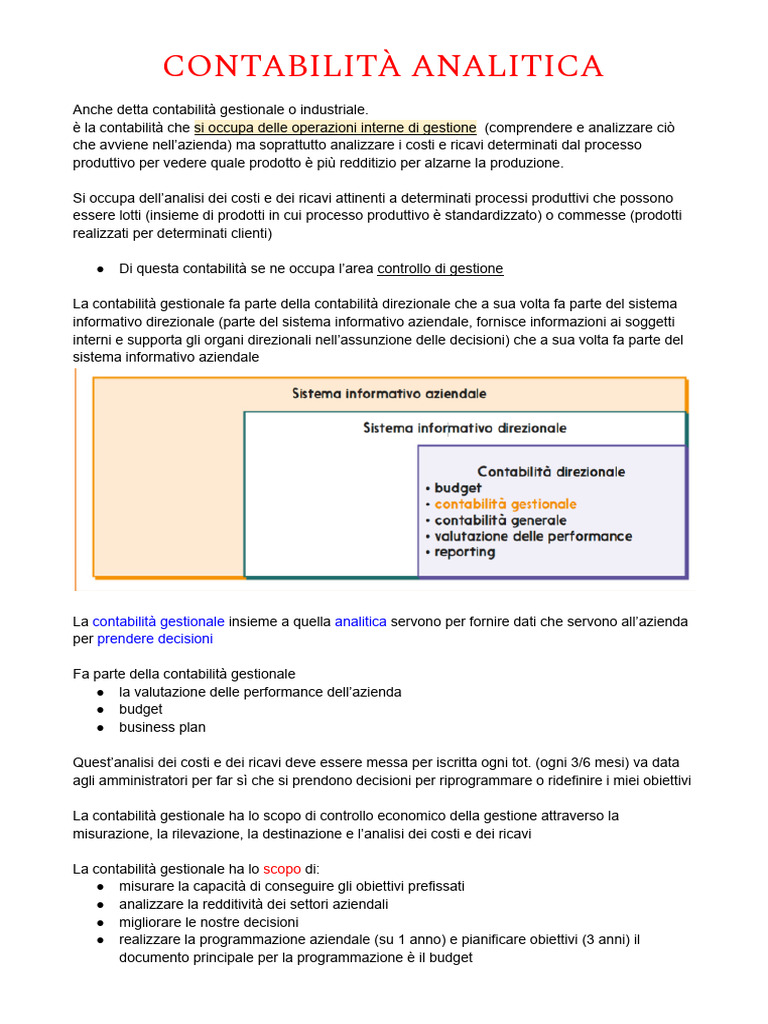 Contabilità Analitica | PDF