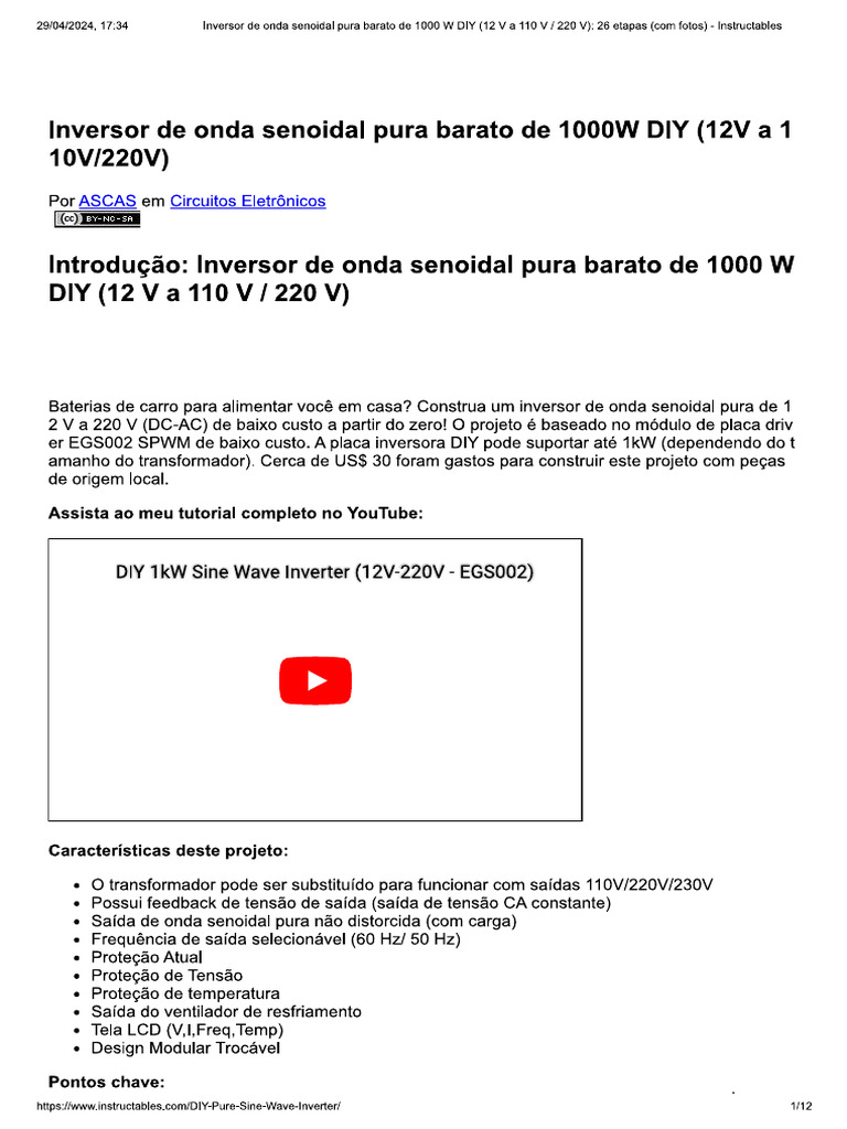 Inversor 1kW EGS002 | PDF