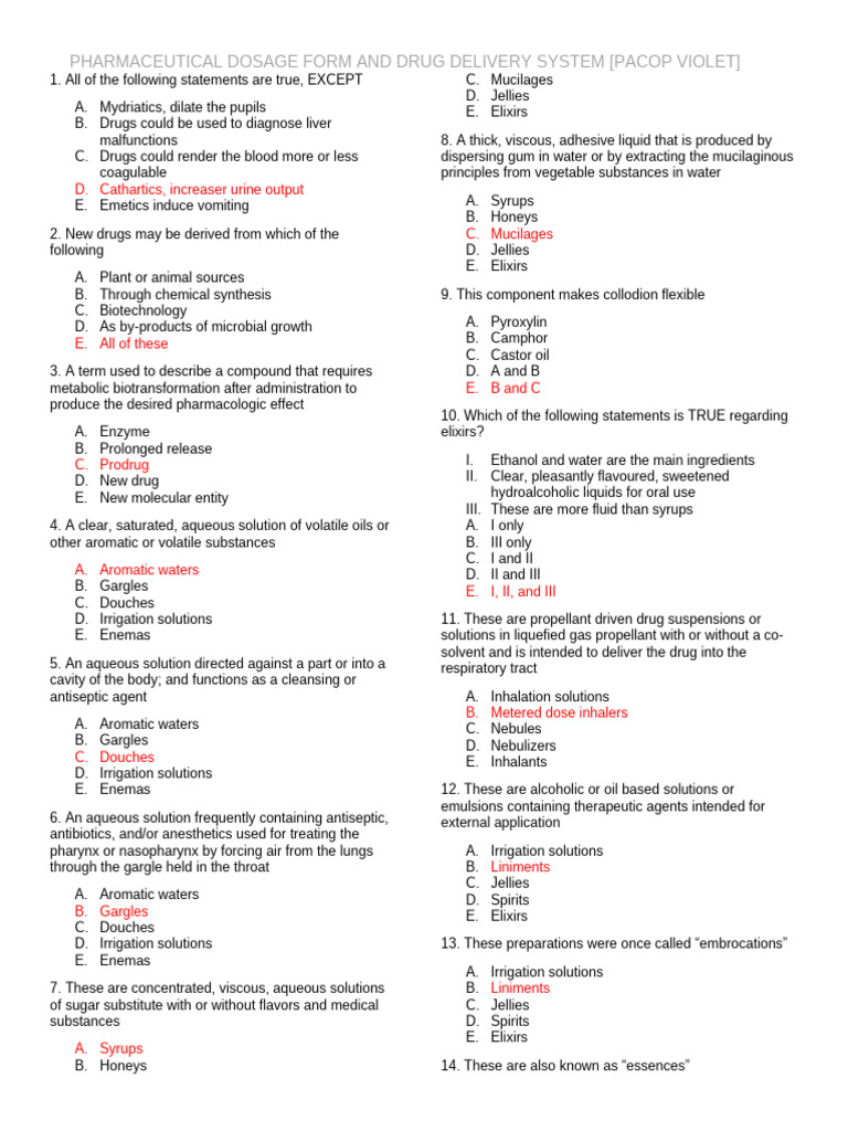 Pharmaceutical Dosage Forms and Drug Delivery Systems Pacop Violet ...