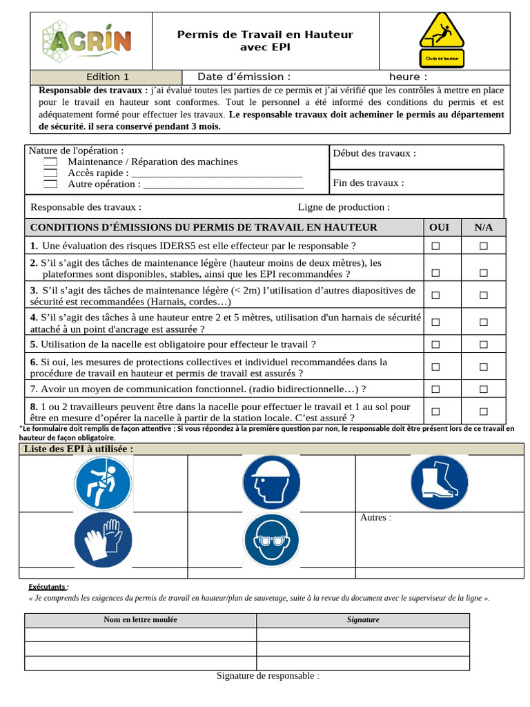 Permis de Travail en Hauteur | PDF