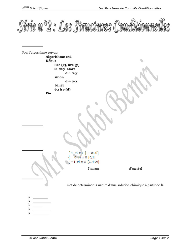 Série N°2 Py - 4SC - Structures Conditionnelles | PDF