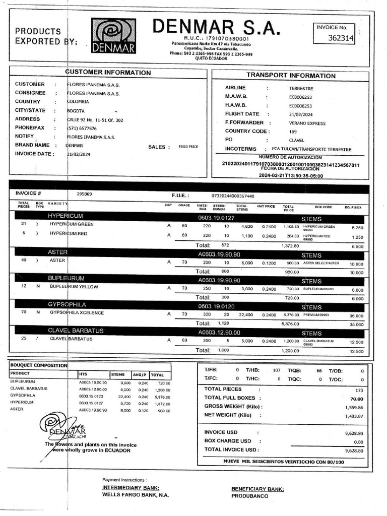 FACTURA DENMAR 362314 | PDF