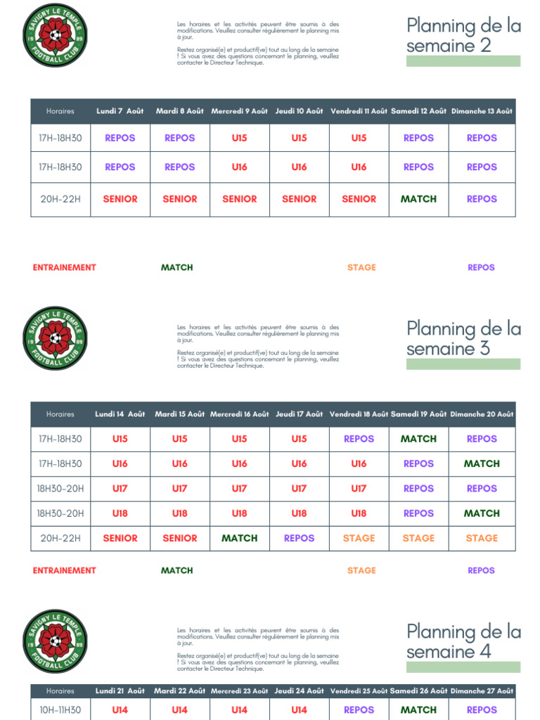 Planning de reprise slt fc | PDF