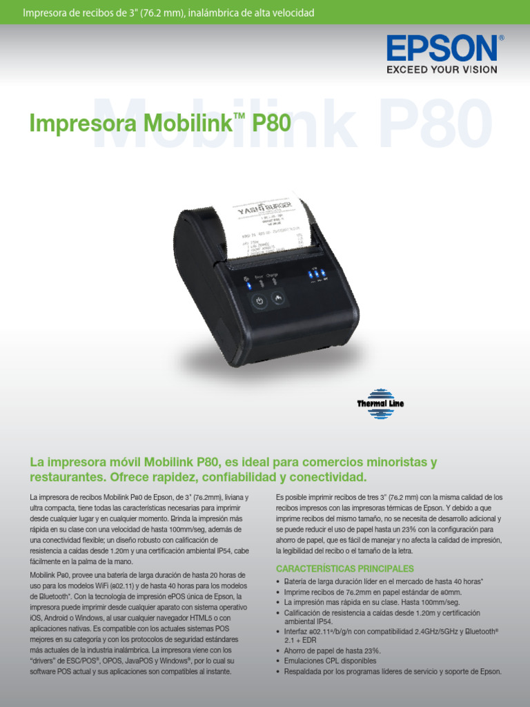 Mobilink P80 CatSheet Span Final 1 2014 | PDF | Impresora (Computación) | Informática