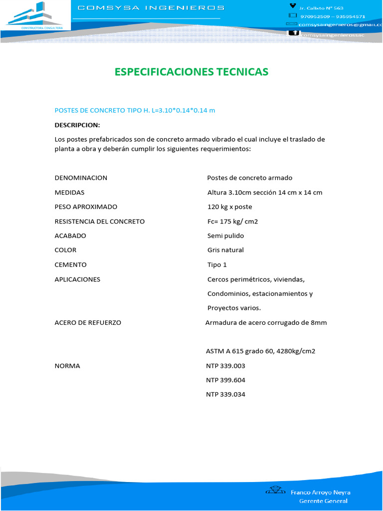 Especificaciones Tecnicas | PDF