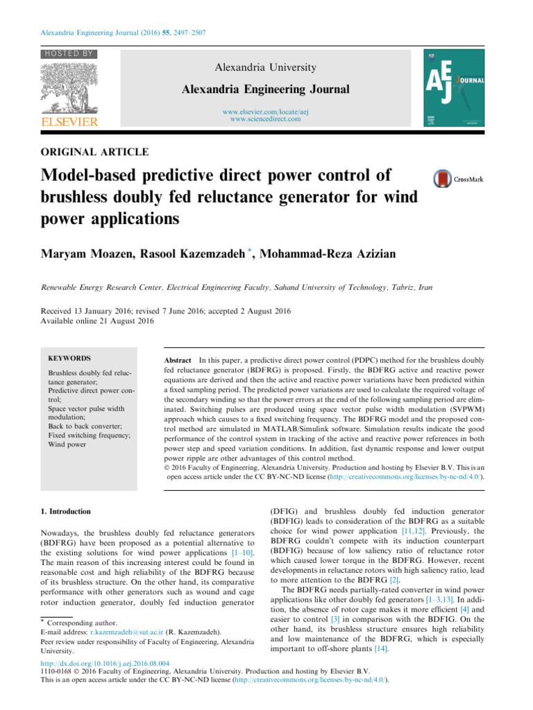 Model Based Predictive Direct Power Control of Brushless - 2016 ...