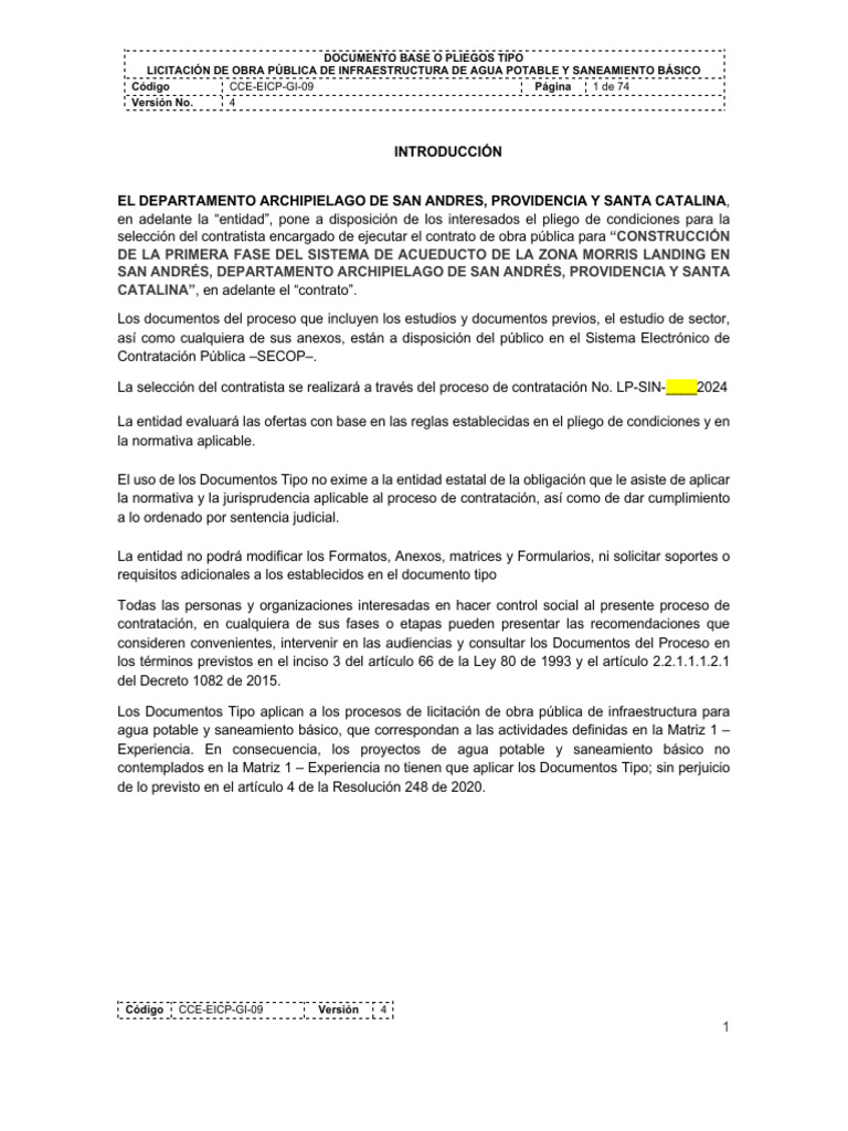 Documento Base Pliego Tipo | PDF