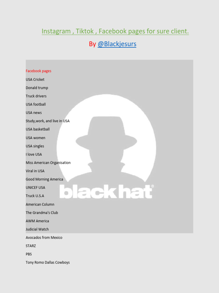 Instagram, Tiktok, Facebook Pages For Sure Client. | PDF